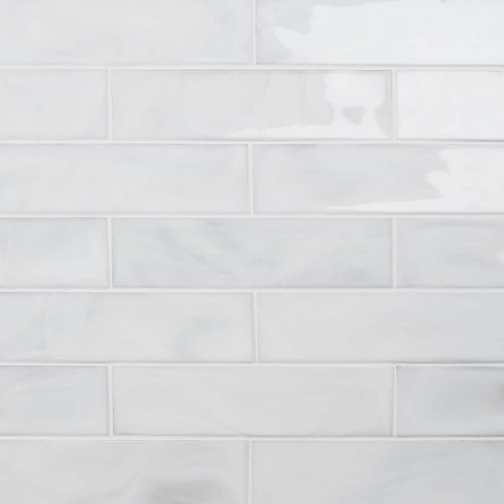 Ivy Hill Tile Hightower Cloud White 3.03 in. x 12 in. Polished Glass ...