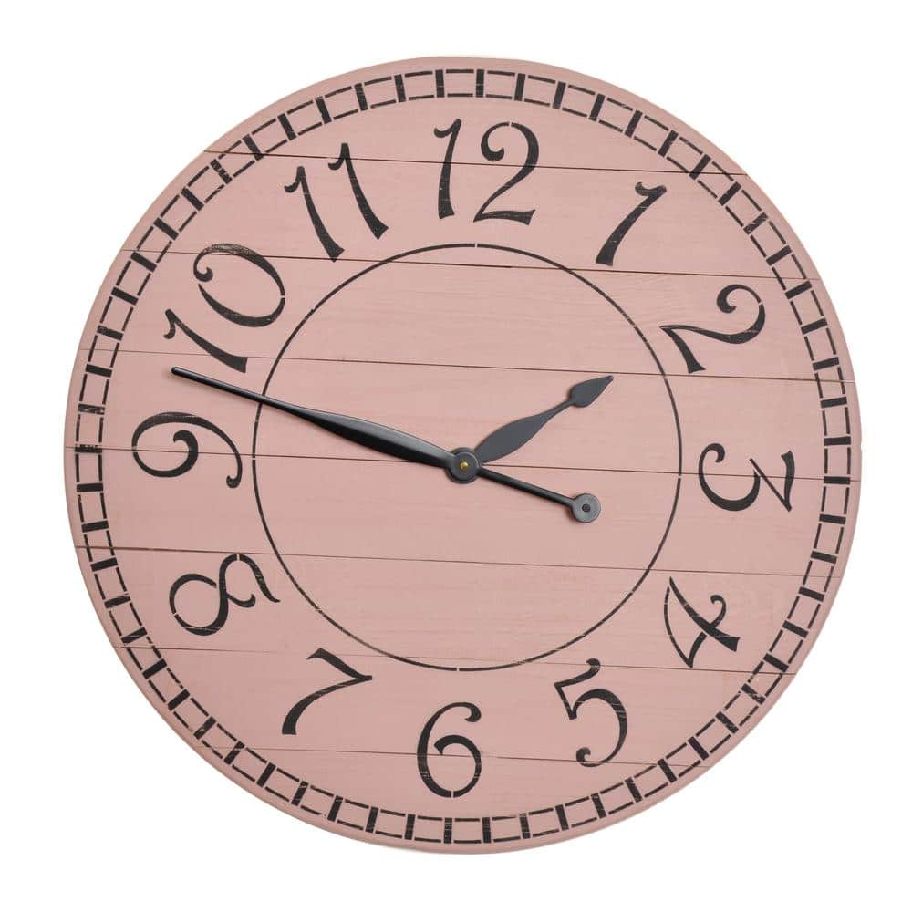 BrandtWorks Distressed Farmhouse Pink Wall Clock 30PKBKTRX