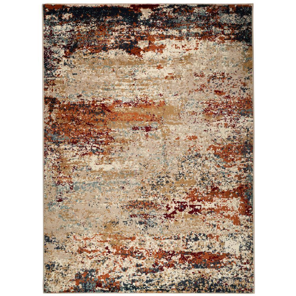 Amer Rugs Allure 8 x 10 Ivory/Orange Abstract Pattern Area Rug for High ...