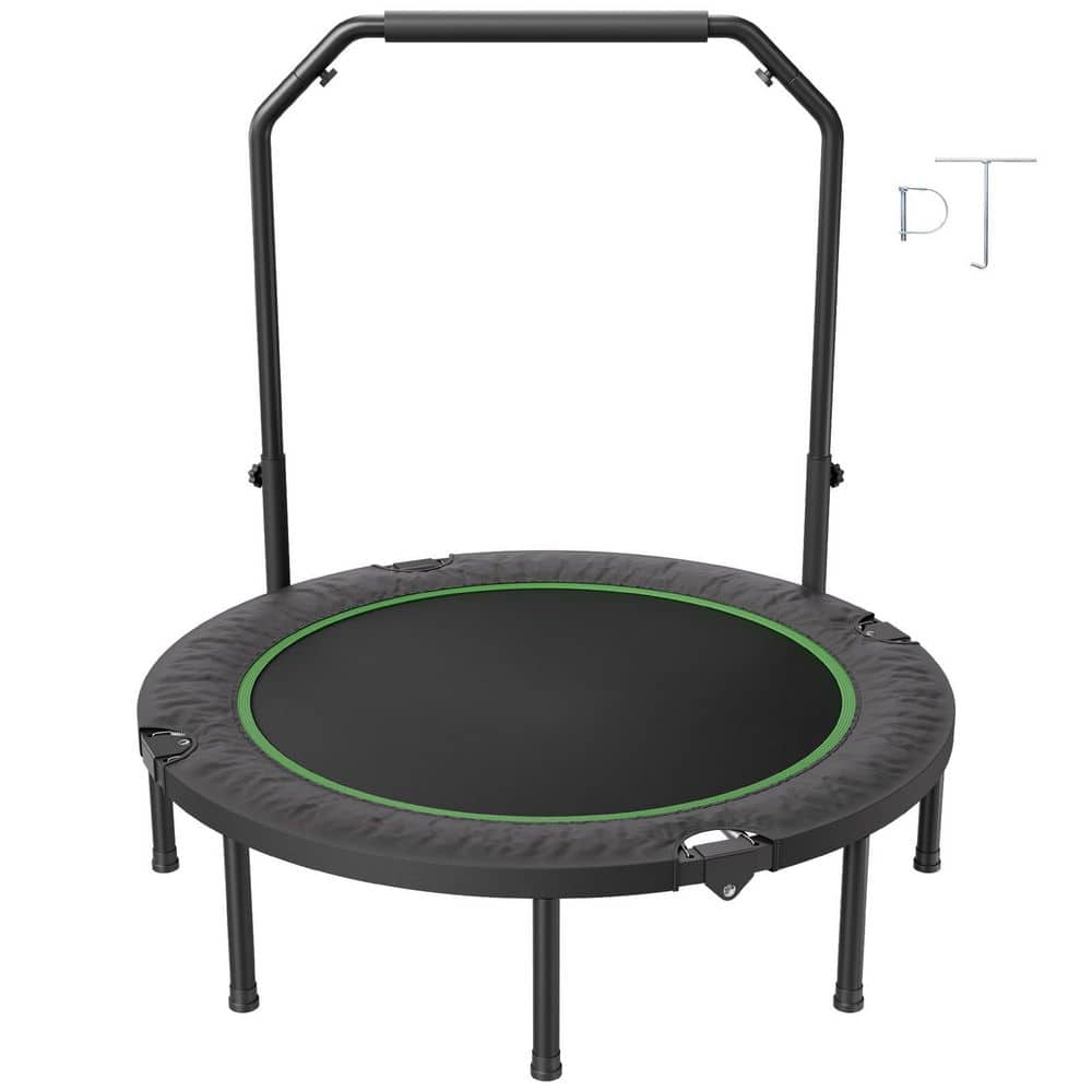 SKYSHALO Foldable Mini Trampoline 48 in. Foldable Mini Fitness Trampoline Adults Exercise ...