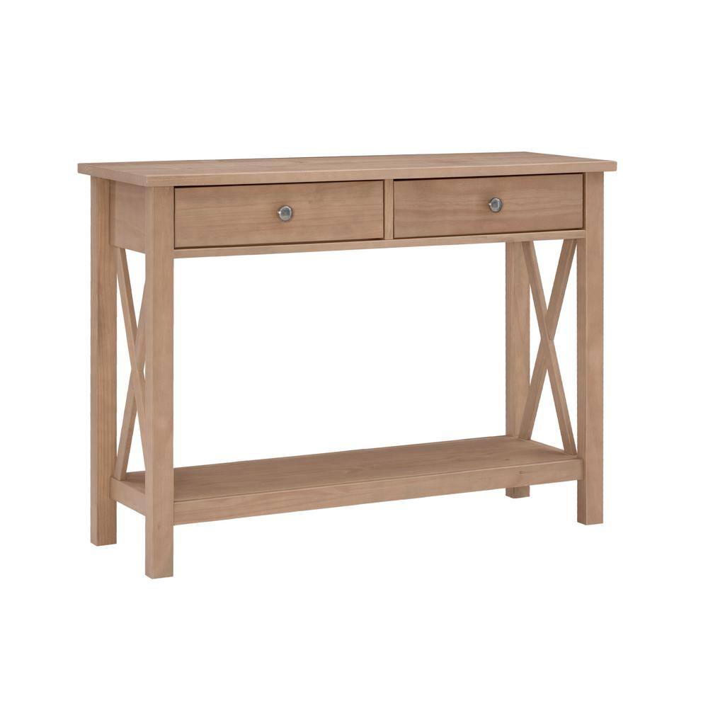 Linon Home Decor Delaney 42.12 in. L Natural Rectangle Wood top Console ...