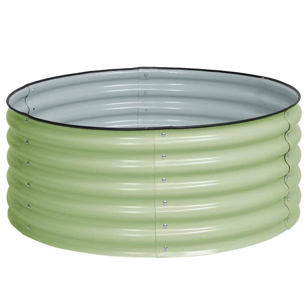 Aoodor 42 in. Dia Aluzinc Metal Raised Garden Bed Round Planter Box in ...