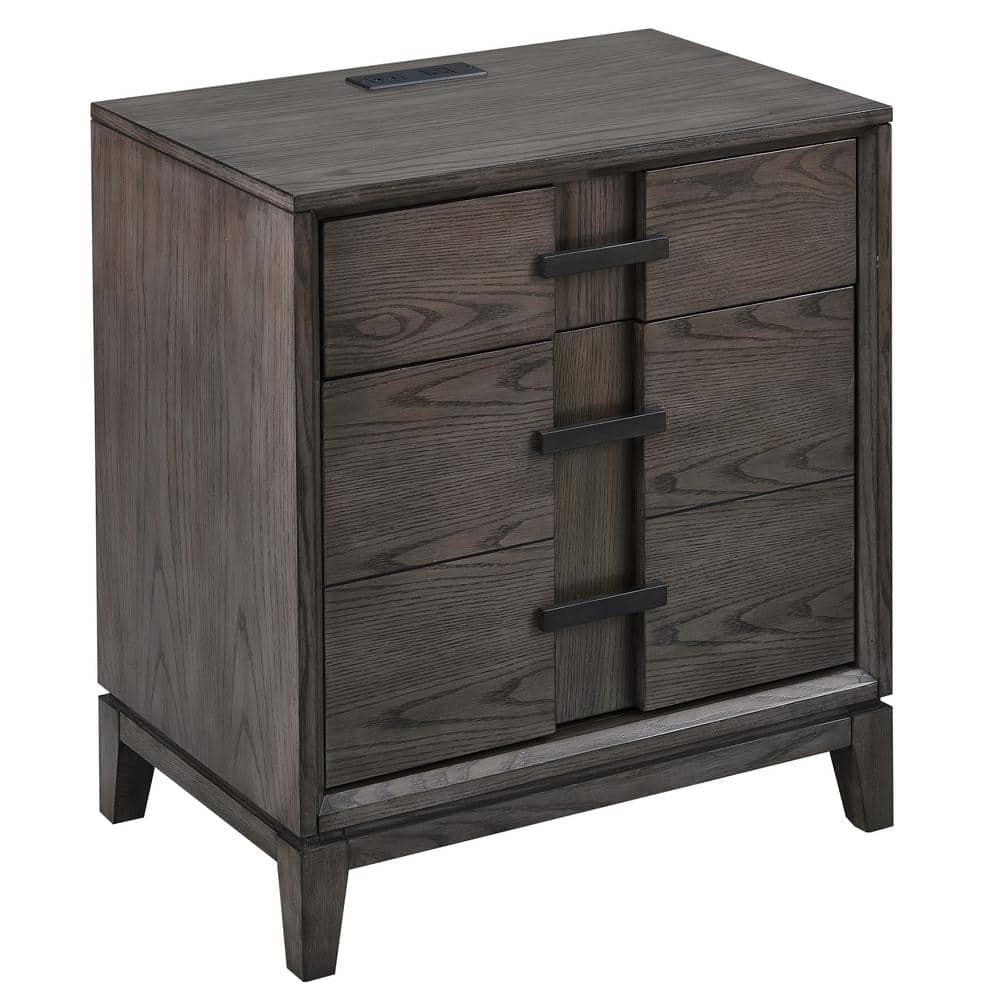 Leick Home Oak Recessed Top Drawer and Bottom Door Nightstand/Side ...
