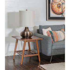 Linon Home Decor Marlin 22 in. Coastal Blue Round Wood End Table with ...