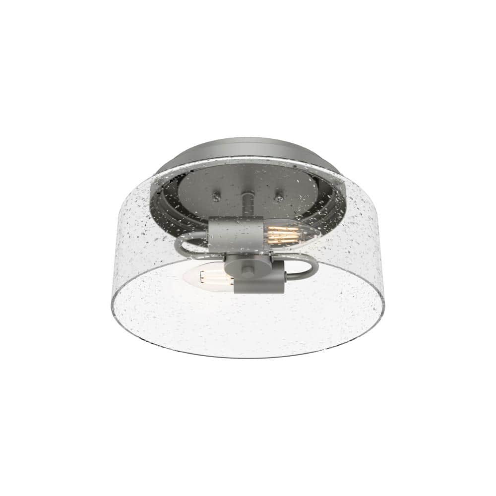 Hunter Hartland 12 in. 2 Light Matte Silver Flush Mount Kitchen Light ...