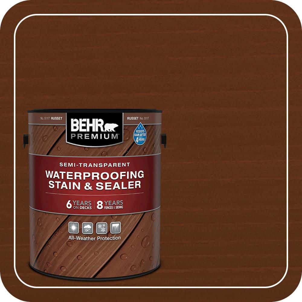 BEHR PREMIUM 1 gal. #ST-117 Russet Semi-Transparent Waterproofing ...