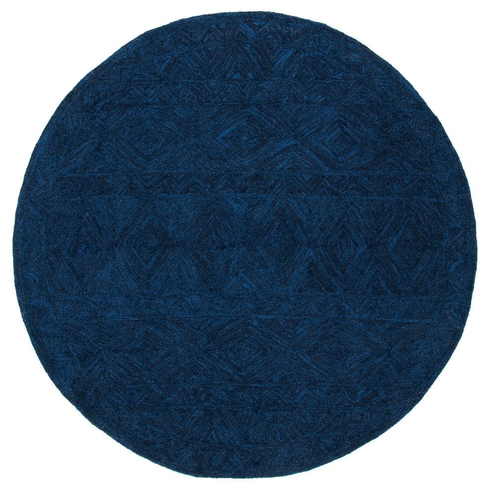 SAFAVIEH Metro Blue 6 ft. x 6 ft. Geometric Solid Color Round Area Rug ...