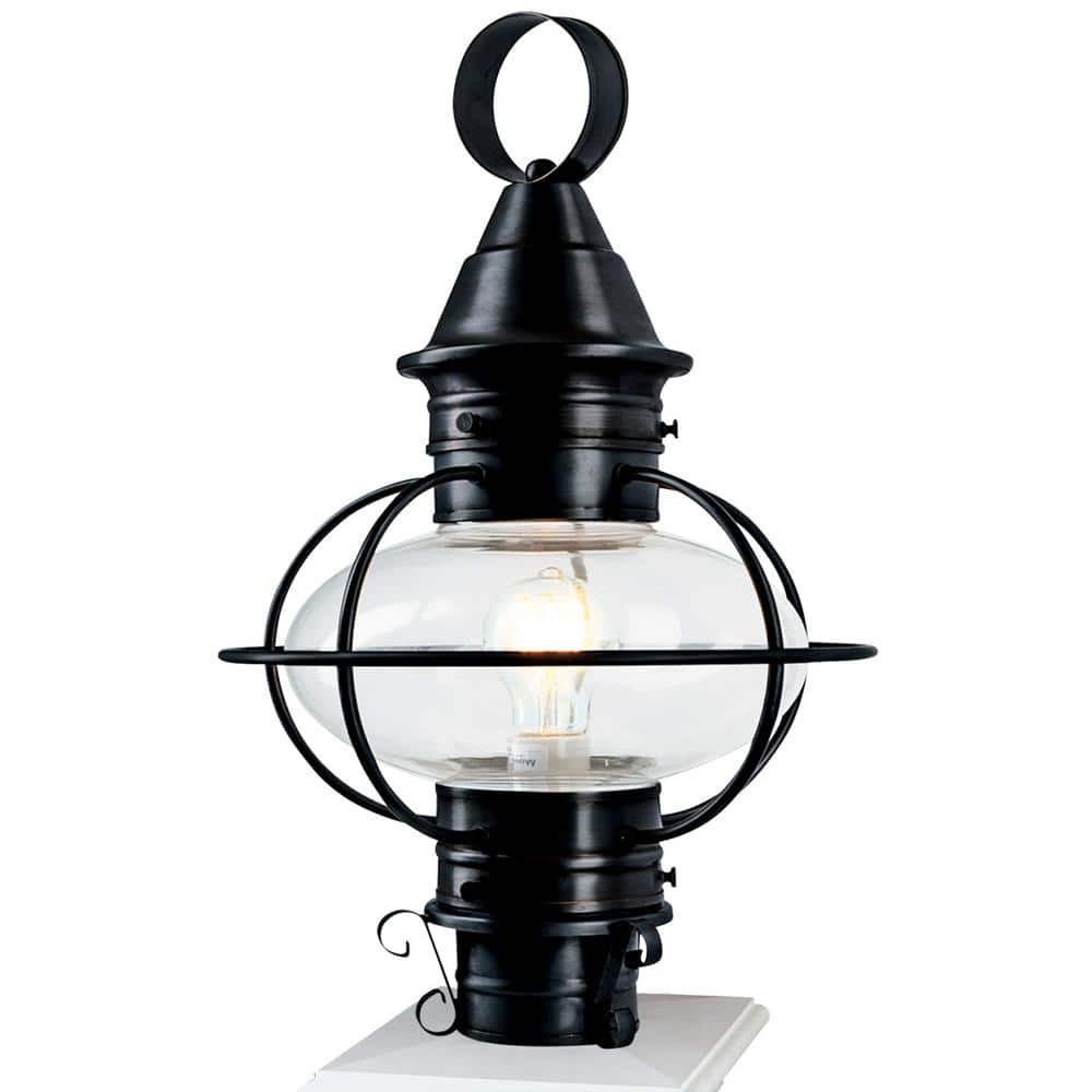 NORWELL 1-Light American Onion Black Outdoor Post Lantern Light Kit ...