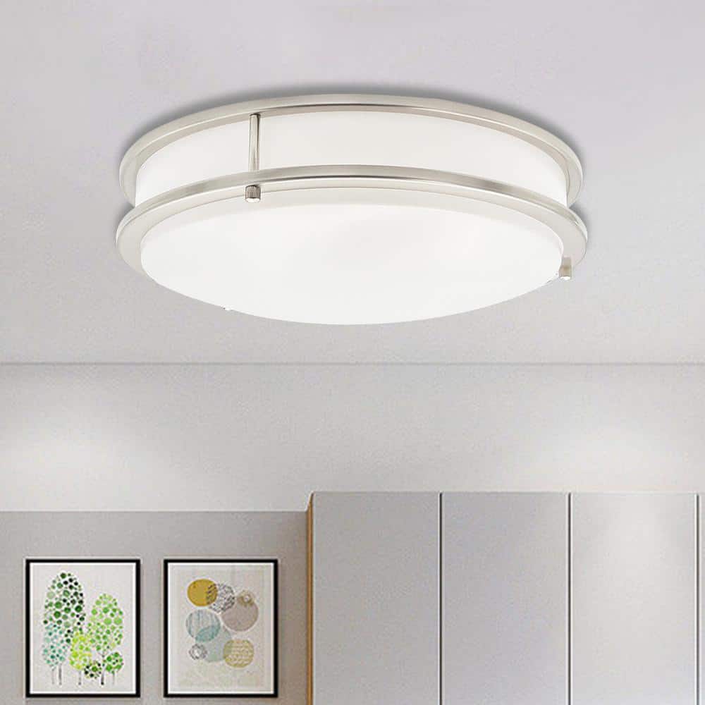 Cedar Hill 14 in. 20-Watt, 1600 Lumens Brushed Nickel LED Finish Double ...