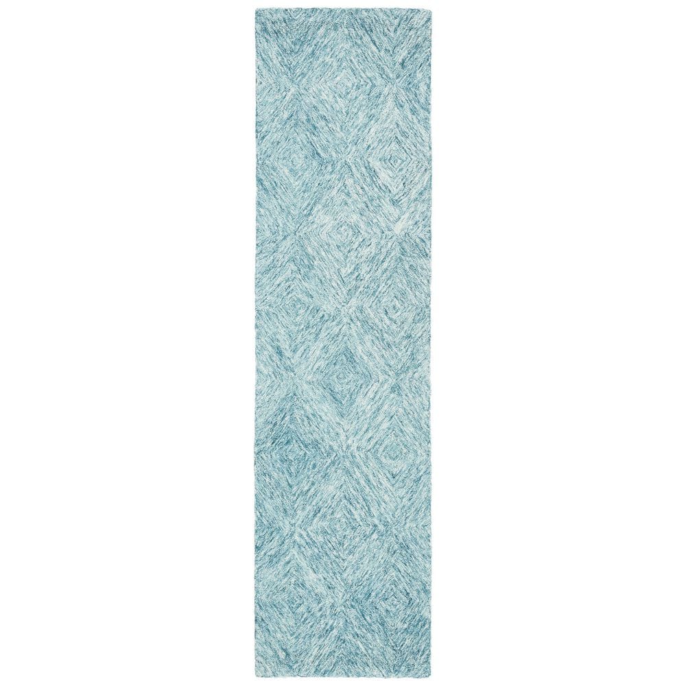 SAFAVIEH Metro Light Blue 2 ft. x 9 ft. Geometric Trellis Solid Color ...