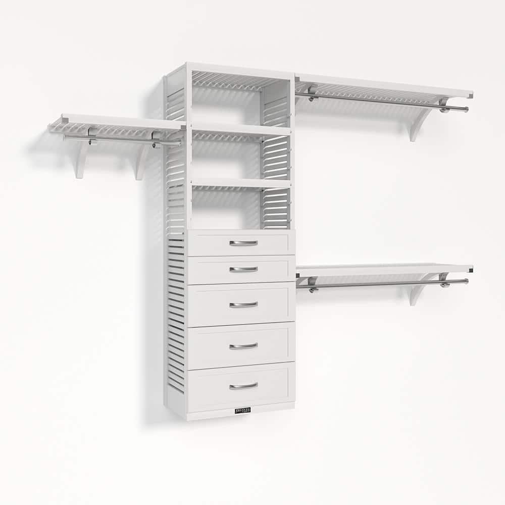 John Louis Home 72 in. W-120 in. W White Walk in with 5 Shaker Style ...