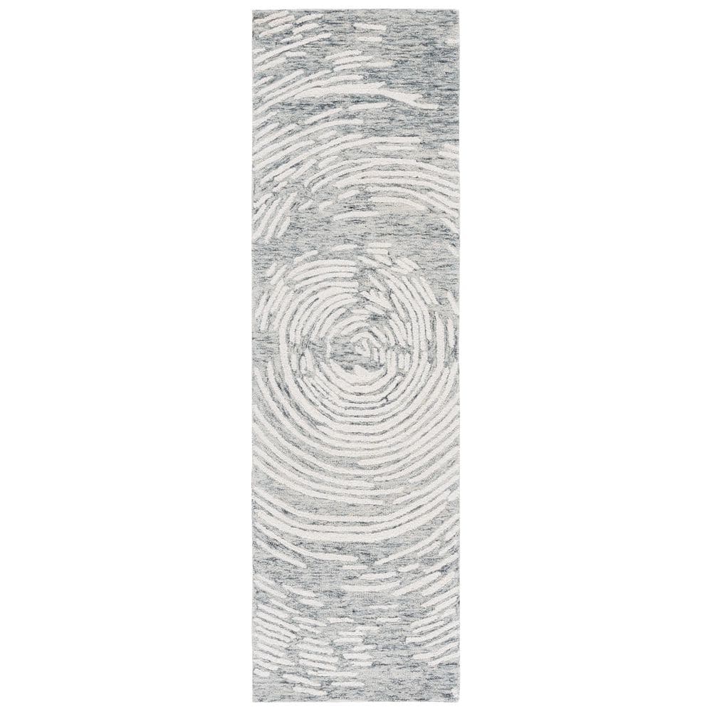 SAFAVIEH Abstract 2 ft. x 8 ft. Gray/Ivory Abstract Swirl Runner Rug ...
