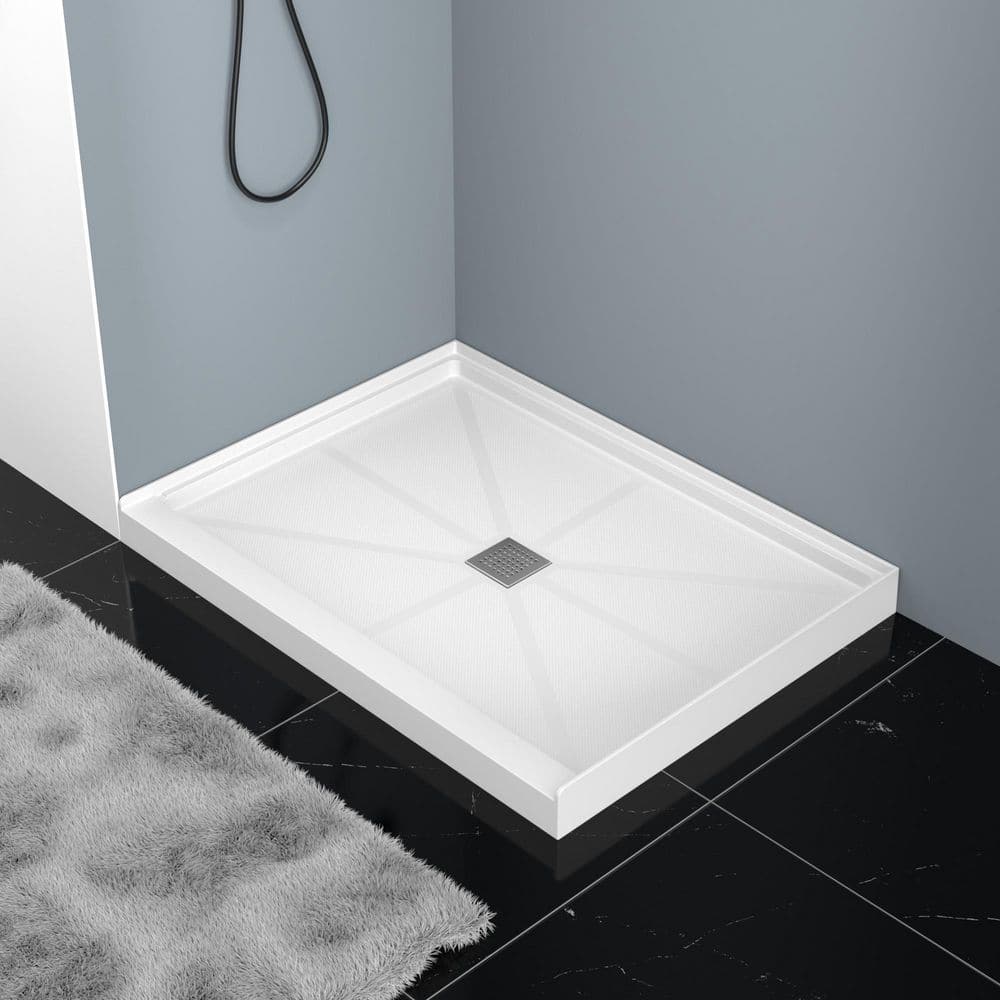 SHAAMA Durbase 48 in. L x 32 in. W SMC Single Threshold Alcove Shower ...