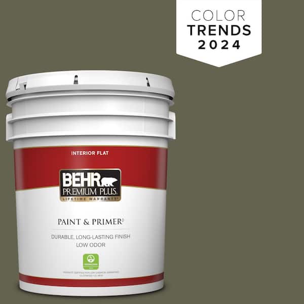 BEHR PREMIUM PLUS 5 gal. #N350-7A Mountain Olive Flat Low Odor Interior ... BEHR PREMIUM PLUS 5 gal. #N350-7A Mountain Olive Flat Low Odor Interior ...