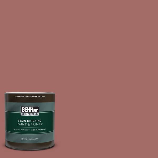 BEHR ULTRA 1 qt. #S150-5 Vermilion Semi-Gloss Enamel Exterior Paint ...