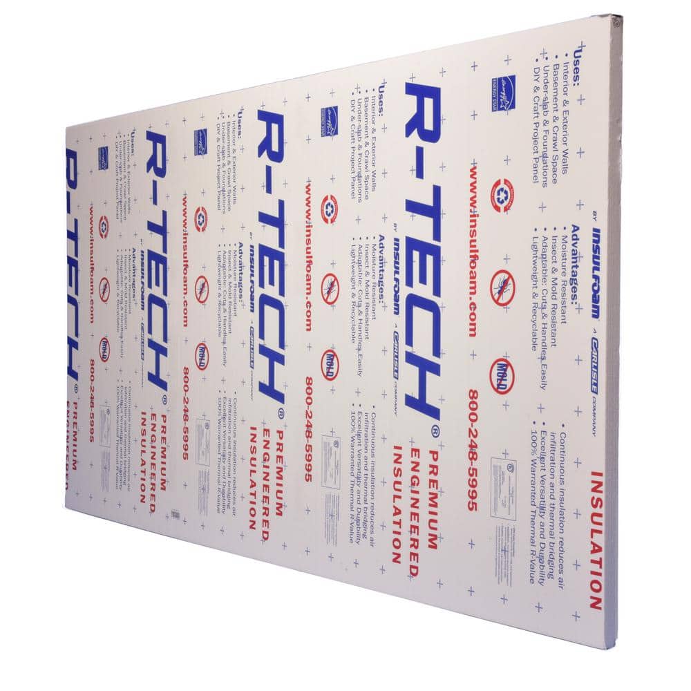 R-Tech 1 in. x 2 ft. x 8 ft. R-3.9 Poly Faced Insulating Sheathing ...