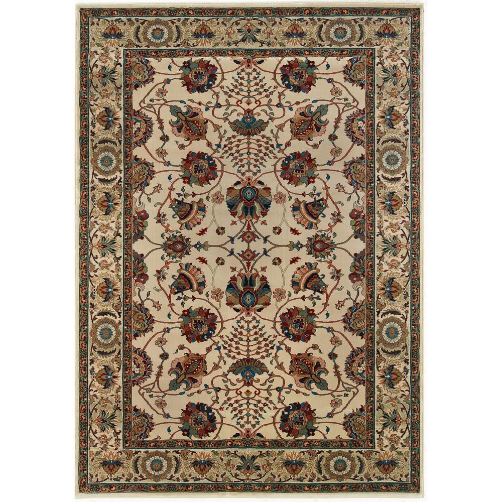 AVERLEY HOME Alyssa Ivory/Red 8 ft. x 8 ft. Square Floral Area Rug ...