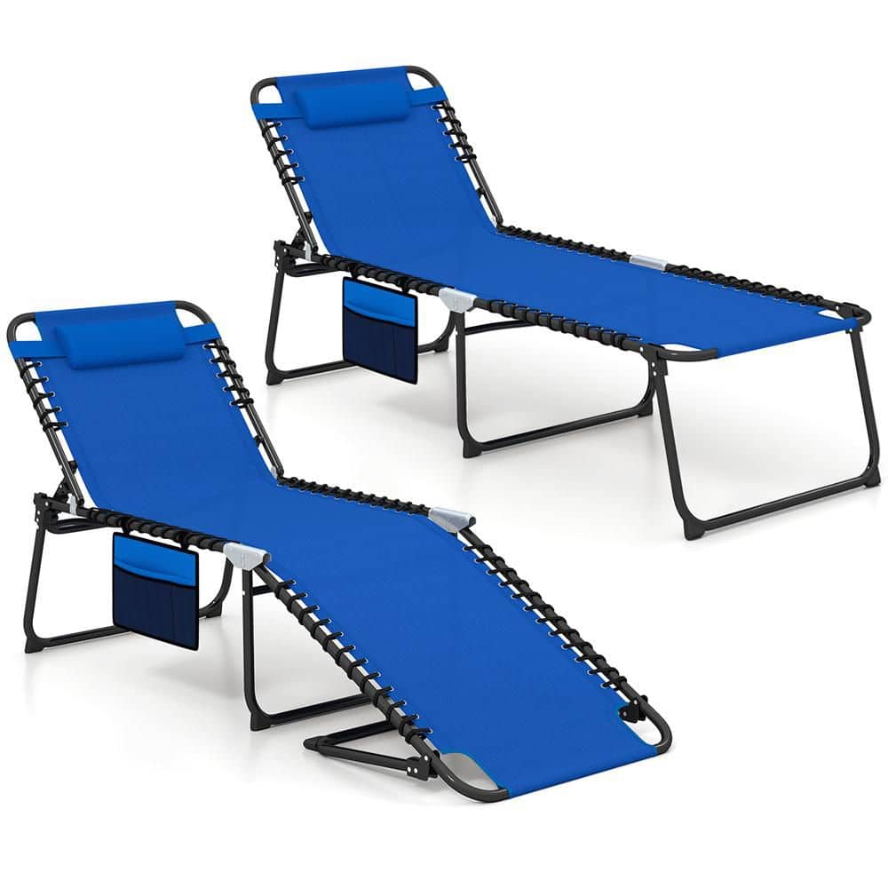 HONEY JOY 2pc Oversize Folding Chaise Lounge Portable Patio Sun Lounger ...