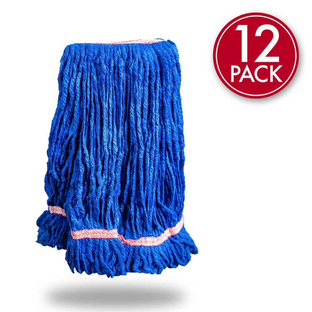 Libman Large String Mop Blended Looped-End Wet Mop Head Blue (12-Pack ...