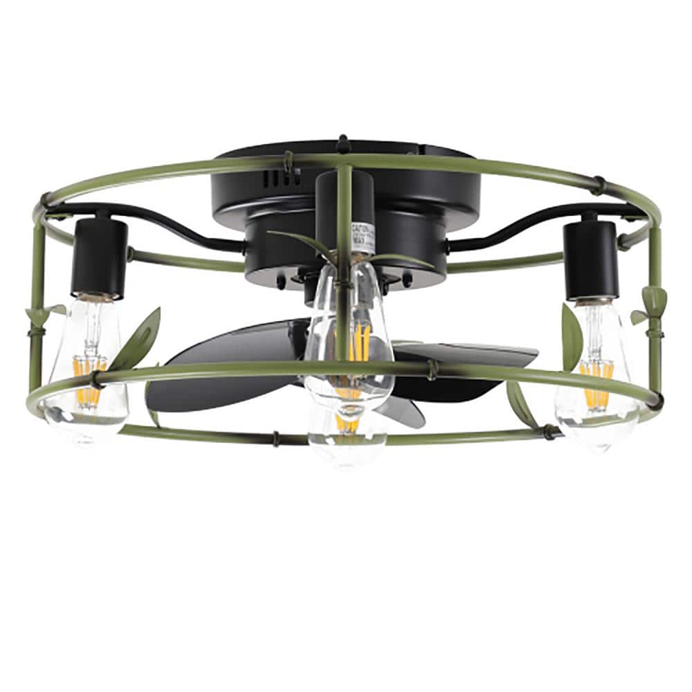 CIPACHO 18.50 in. Indoor Green Flush Mount Ceiling Fans with Lights ...