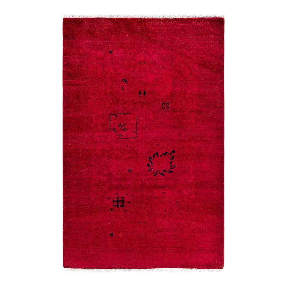 Chloe & Olivia Home Overdyed Red 3 ft. x 5 ft. Solid Wool Indoor Area ...
