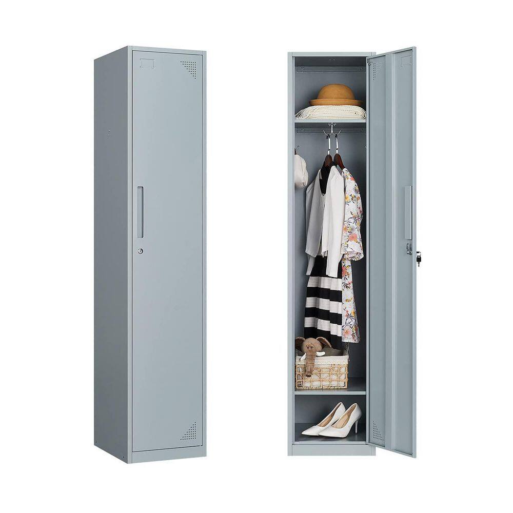 Metal Locker 1 Doors Employees Locker Storage Cabinet in Gray SXB946586 ...