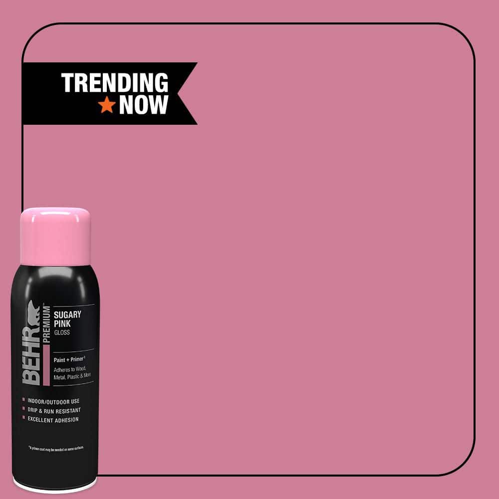 BEHR PREMIUM 12 oz. #SP-118 Sugary Pink Gloss Interior/Exterior Spray ...
