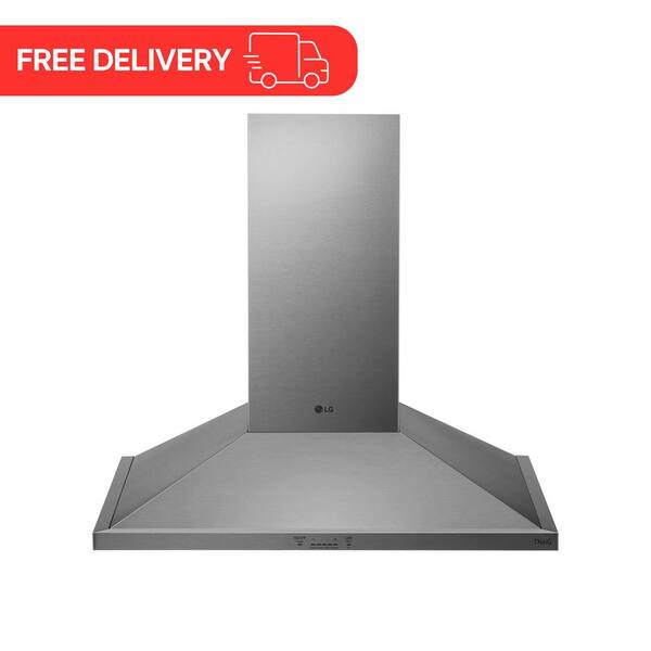 LG 30 in. Smart Wall Mount Range Hood with LED Lighting in Stainless ...