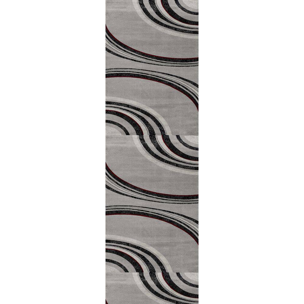 Rug Branch Montage Grey Black, Lines 2 ft. x 30 ft. Abstract Indoor ...