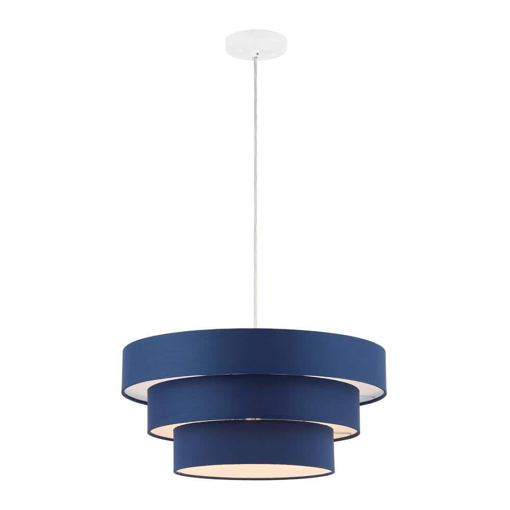 SAFAVIEH Clelia 9-Watt 1-Light Blue Pendant Light with Cotton Shade ...
