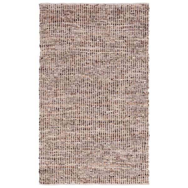 SAFAVIEH Natura 4 ft. x 6 ft. Ivory/Taupe Marle Striped Area Rug ...
