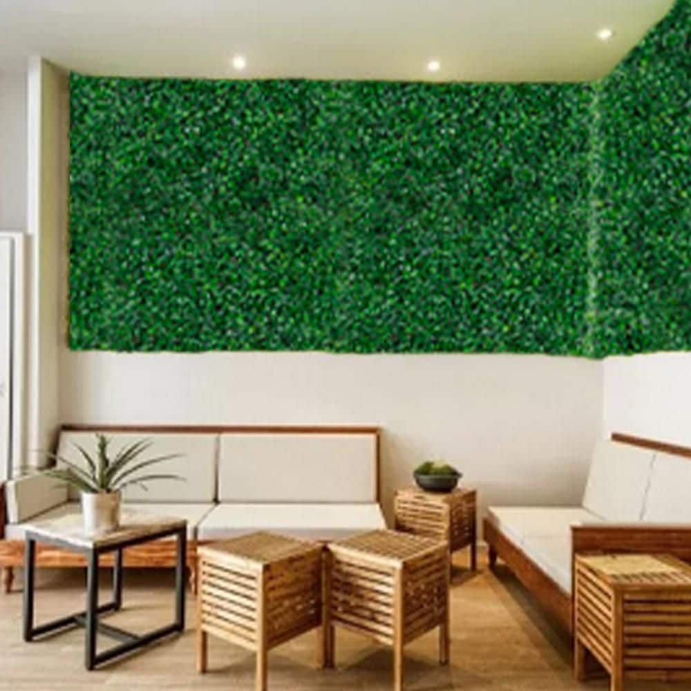 22 in. Realistic Milan Green Artificial Grass Set of 24 Privacy Screens ...