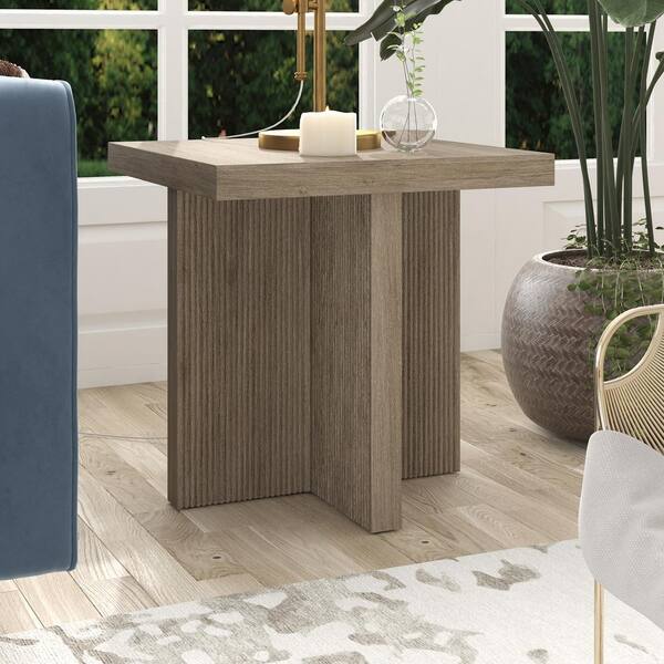 Meyer Cross Boden 22 in. Antiqued Gray Oak Square MDF Top End Table ST2253