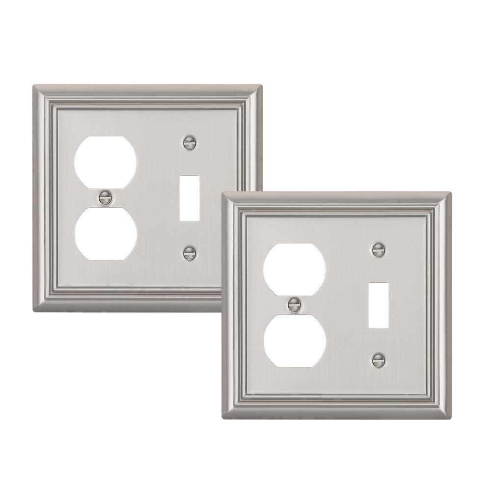 DEWENWILS Combo Metallic 2-Gang Brushed Nickel 1-Toggle/ 1-Duplex Metal ...