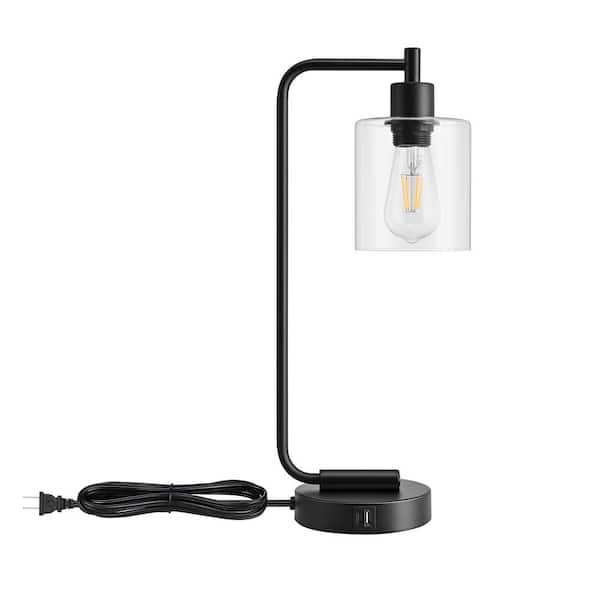 EDISHINE 19 in. Black Metal Dimmable Touch Control Table Lamp with ...