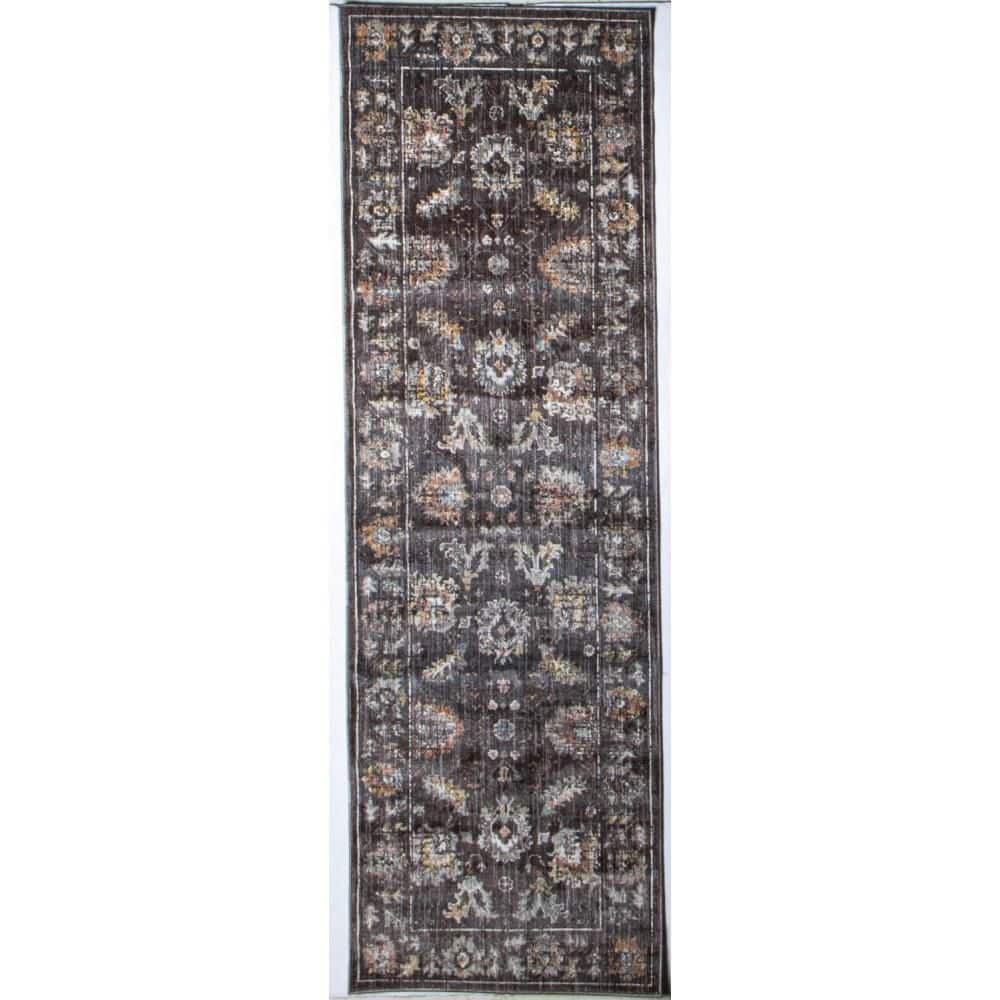 BASHIAN Legacy Charcoal 3 ft. x 10 ft. (2 ft. 6 in. x 10 ft.) Floral ...