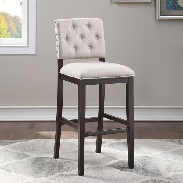 American Woodcrafters Evelyn 3 in. Walnut High Back Wood Bar Stool with Fabric Seat B2 301 30F The Home Depot