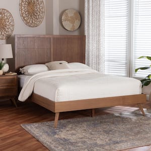 Baxton Studio Rodolfo Ash Walnut Brown Wood Frame Queen Platform Bed ...