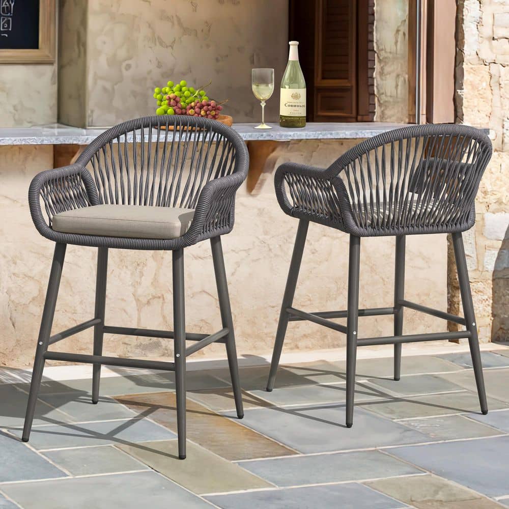 Hotormer Slate Gray 26.8 in 2-Piece Aluminum Legs Outdoor Chaise Lounge ...