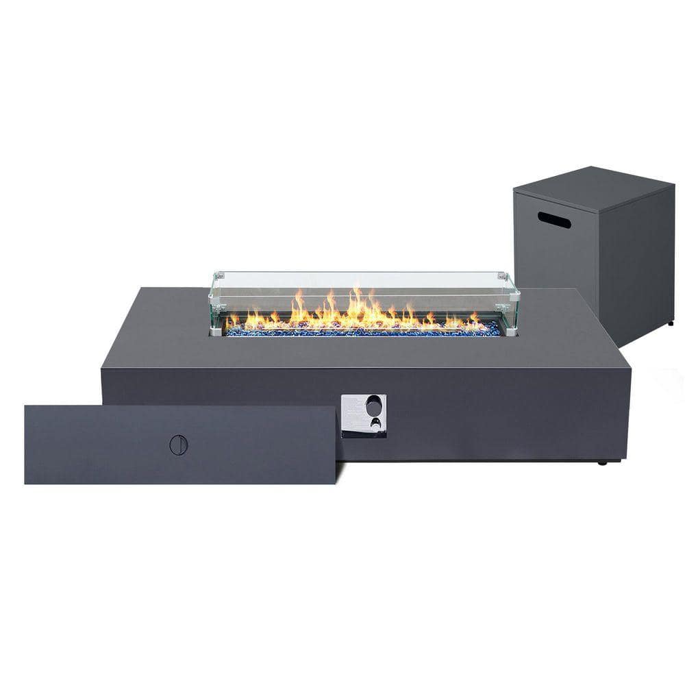 UPHA 50,000 BTU 56 in. Rectangular Iron Propane Fire Pit Table with ...