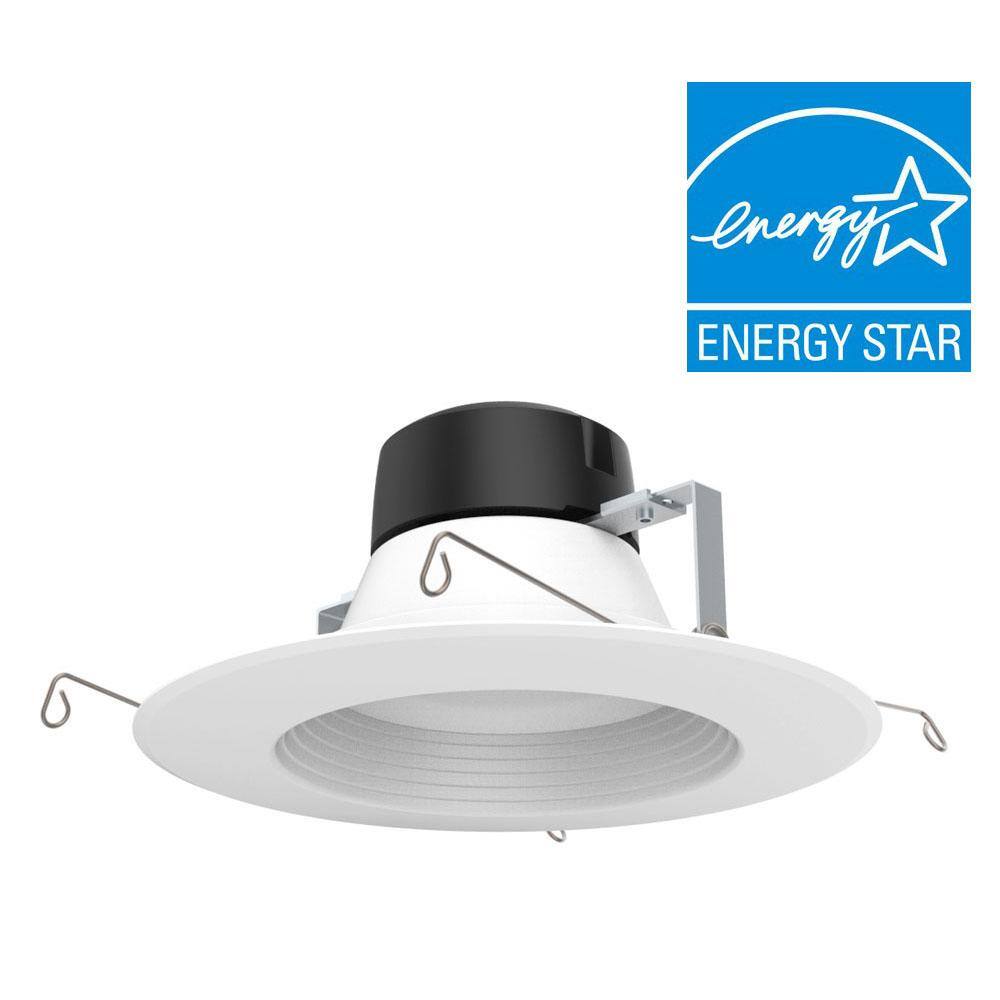 EnviroLite 5/6 in. Recessed LED Ceiling Light with White Baffle Trim ...