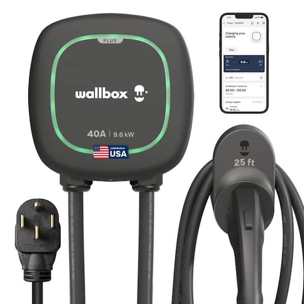 wallbox w Wallbox Pulsar Plus Level 2 EV Charger 40 Amp NEMA 14-50-25 ...