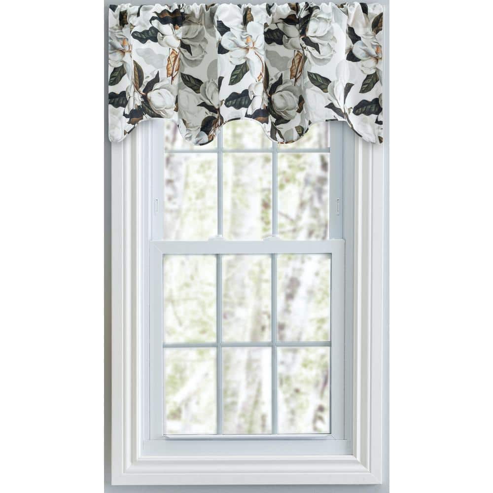 Ellis Curtain Magnolia 16 in. L Cotton Lined Scallop Valance in White ...