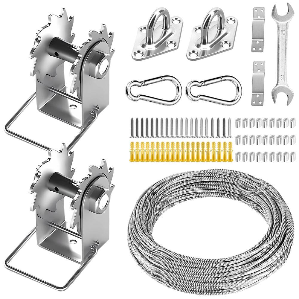 Angel Sar 75-Piece Stainless Steel Sunshade Hardware Kit with Winches ...