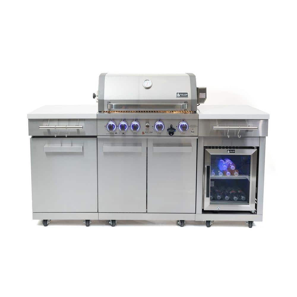 MONT ALPI Compact Series 5-Burner Outdoor Kitchen Grill Island Propane ...