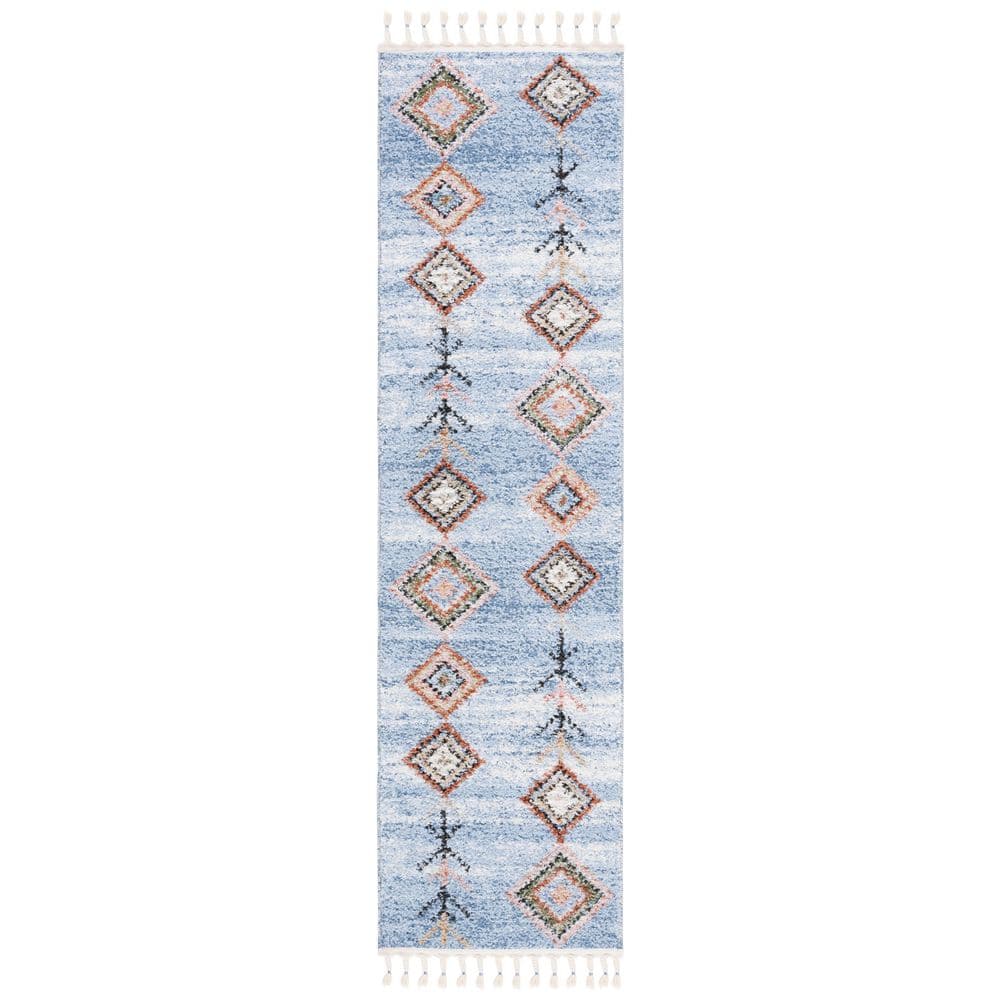 SAFAVIEH Chapel 2 ft. x 8 ft. Blue/Beige Diamond Running Striped Runner ...