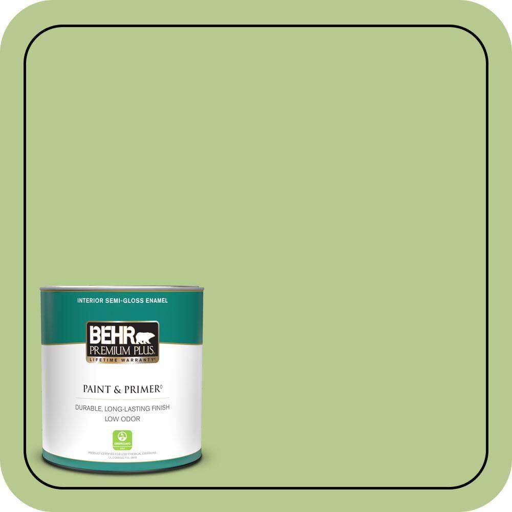 BEHR PREMIUM PLUS 1 qt. #420D-4 Marsh Fern Semi-Gloss Enamel Low Odor ...