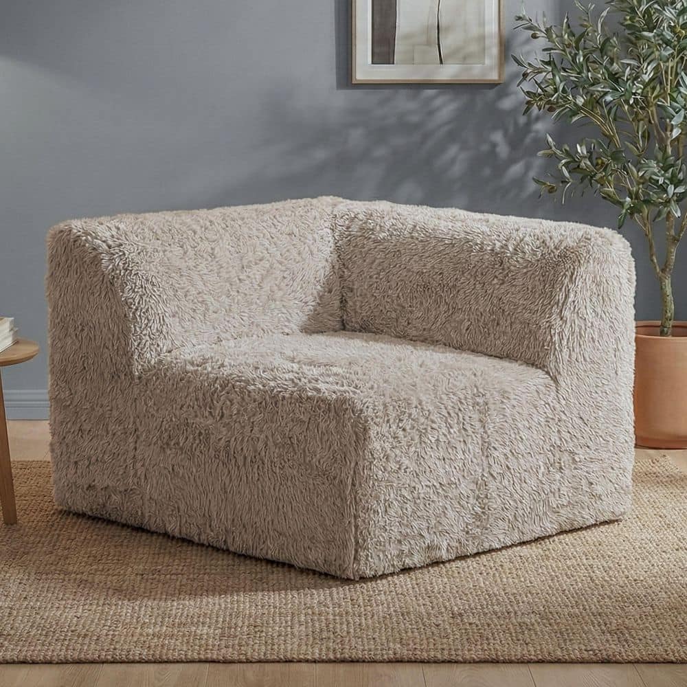 Furniture of America Getty Taupe Faux Fur High Density Foam Modular ...