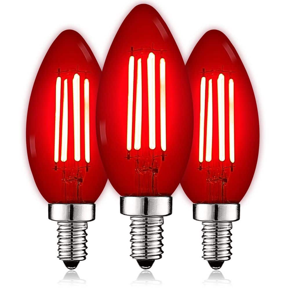LUXRITE 40-Watt Equivalent B11 LED Red Light Bulbs, 4.5-Watt, Colored ...