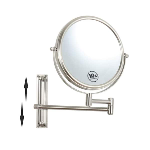 FUNKOL 8 in. 1x/10x Magnifying Wall-Mounted Bathroom Makeup Mirror with ...